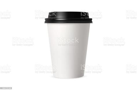 커피 차 초콜릿 및 기타 뜨거운 음료를위한 플라스틱 흰색 컵 종이 파티 컵 모형 일회용 컵 세트 머그컵 프론트 뷰와 디자인 공간을 꺼내라 0명에 대한 스톡 사진 및 기타