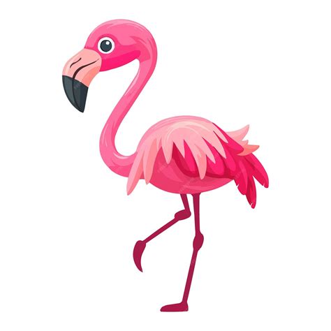 귀여운 행복한 만화 플라밍고 프리미엄 Ai 생성 벡터