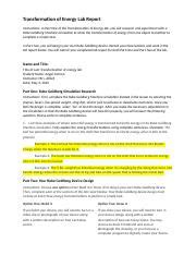 Transform Energy Lab Report Docx Transformation Of Energy Lab Report Instructions In Part