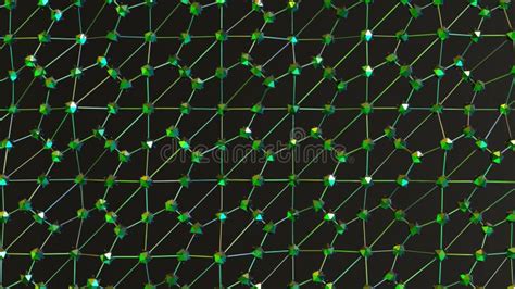 Complex Neural Network Grid With Glowing Green Nodes Visualizing