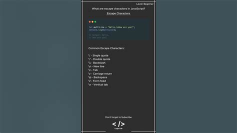 Javascript Interview Question Escape Characters Javascriptinterview Javascript Js Youtube