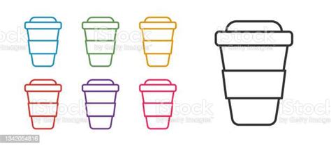 흰색 배경에 격리 된 아이콘을 이동 라인 커피 컵을 설정합니다 다채로운 아이콘을 설정합니다 벡터 다중 색상에 대한 스톡 벡터 아트 및 기타 이미지 Istock
