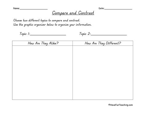 Similarities Graphic Organizer