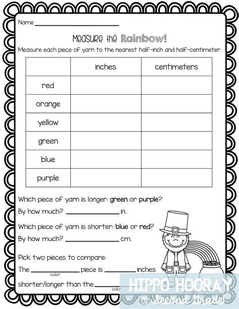 Comparing Lengths 2nd Grade Worksheets