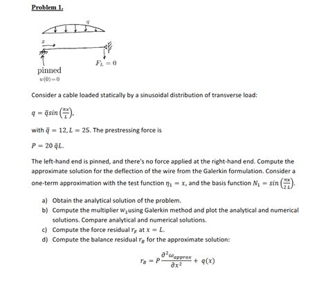Problem 1 Consider A Cable Loaded Statically By A