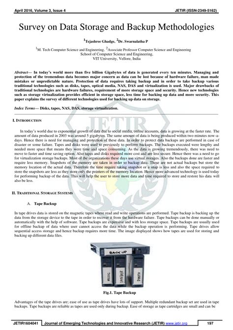 PDF Survey On Data Storage And Backup Methodologies