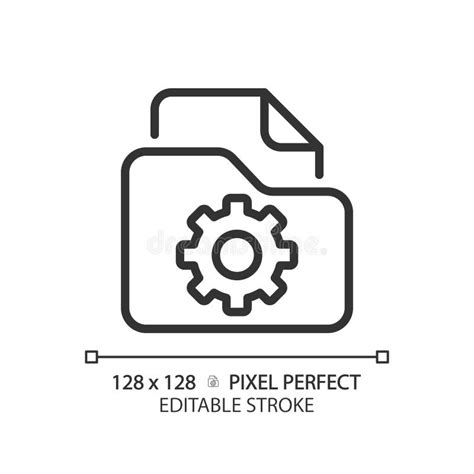 File Management Pixel Perfect Linear Icon Stock Illustration