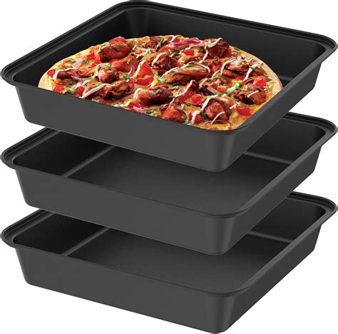 Ylmftnu 3 Pcs Detroit Style Pizza Pan Square Deep Dish Pizza Pan 9 84x9 65x1 9