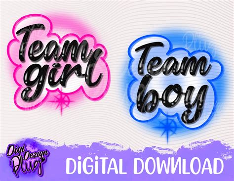 Gender Reveal Png Team Girl Png Team Babe Png Airbrush Gender Reveal Png Digital Downlaod Etsy