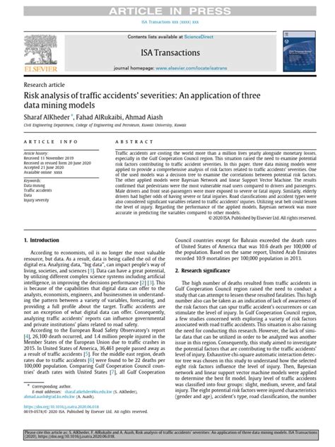 Risk Analysis Of Traffic Accidents Severities An Application Of Three Data Mining Models Pdf