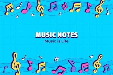 손으로 그린 음악 노트 배경 무료 벡터