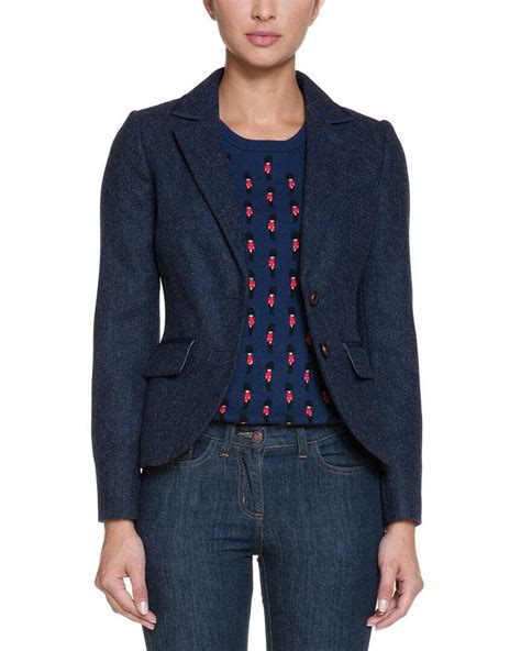 Buy Boden British Tweed Navy Herringbone Wool Blazer Blue At 7 Off Editorialist