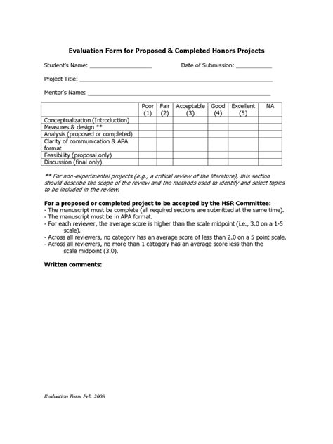 Project Evaluation Form Free Templates In PDF Word Excel Download