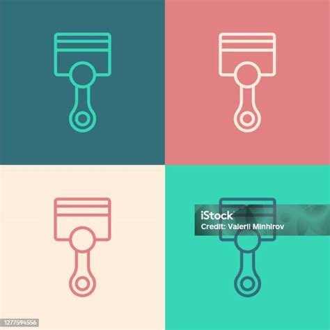 컬러 배경에 격리 된 팝 아트 라인 엔진 피스톤 아이콘 자동차 엔진 피스톤 사인 벡터 강철에 대한 스톡 벡터 아트 및 기타 이미지 강철 고풍스런 공학 Istock