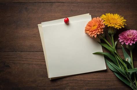 Blank Note With Decorative Flowers Premium Ai Generated Image