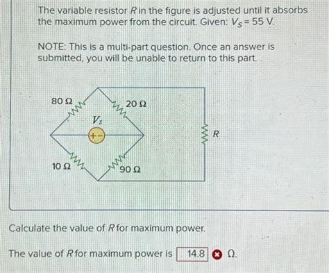 Solved The Variable Resistor R In The Figure Is Adjusted Chegg Com
