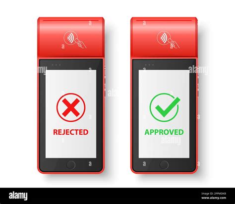 Vector 3d Red Nfc Payment Machine With Approved And Rejected Status Isolated Wi Fi Wireless