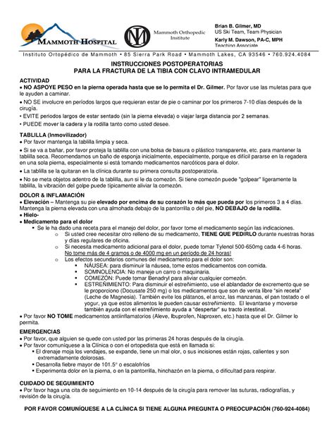 Leg Imn Tibia Fibula Fracture Post Op Gilmer Spanish I N S T I T U T