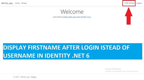 display firstname instead of username after login in identity asp