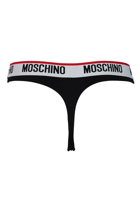 Moschino Pack De Tangas Negras Con Logo En Cinta Y Linea Roja Bls Fashion