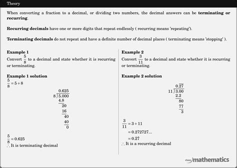 Terminating And Recurring Decimals Maths Year 7 Nsw