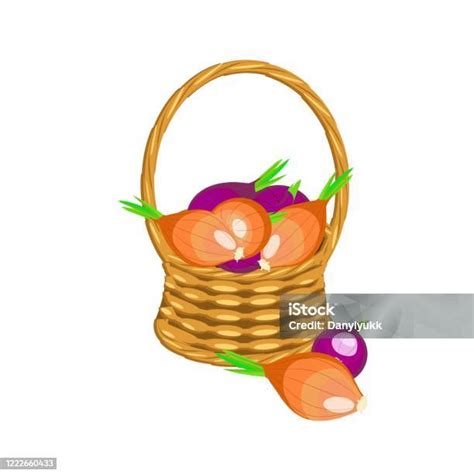 포도 나무와 양파 바구니 고리버들 아트 디자인 요소 객체 격리 스톡 벡터 0명에 대한 스톡 벡터 아트 및 기타 이미지 0명