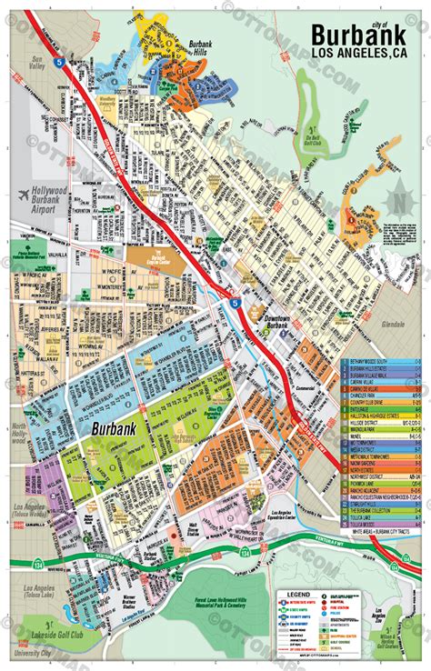 Burbank Map Los Angeles County Ca Files Pdf And Ai Editable Ve