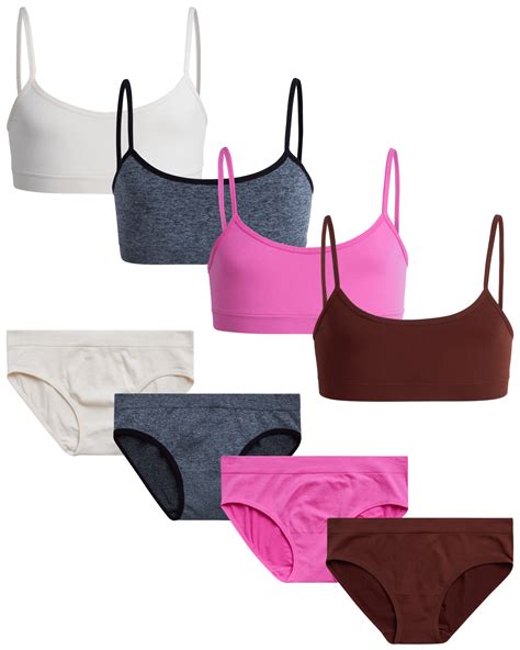 Sweet And Sassy Girls Training Bra Set 8 Piece Seamless Cami Bralette