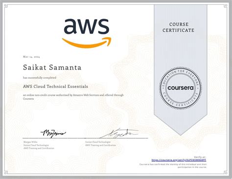 Saikat Samanta On Linkedin Aws Cloudcomputing Coursera Techskills