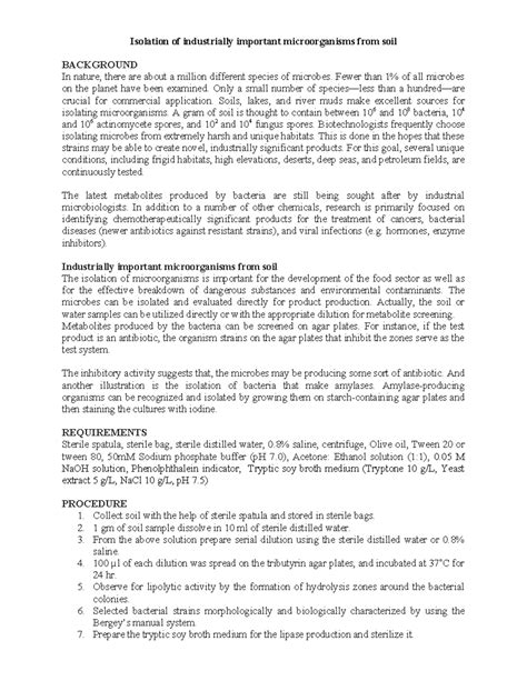 Isolation Of Industrially Important Microorganisms From Soil
