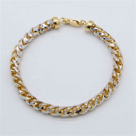 Solid 10k Gold Diamond Cut Franco Link Bracelet Real 10k Yellow White