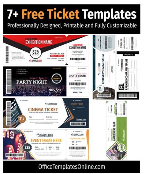 Free Ticket Templates For Word Docx Event Raffle Concert And Movie