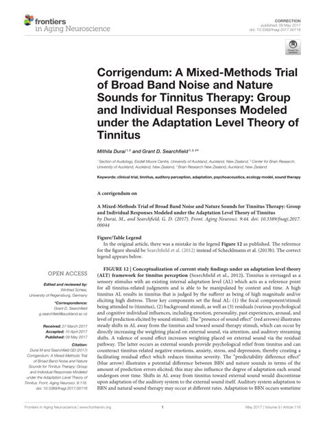 Pdf Corrigendum A Mixed Methods Trial Of Broad Band Noise And Nature Sounds For Tinnitus