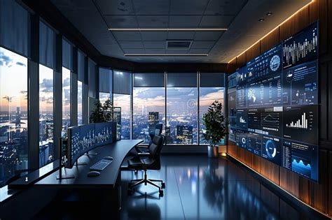 A Modern Marketers Office With Large Screens Displaying Ai Algorithms Analyzing User Behavior