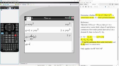 Calc 3 Conservative And Potential Function Ti Nspire Cx Cas Ptb Youtube