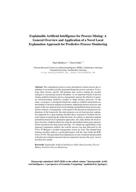 Pdf Explainable Artificial Intelligence For Process Mining A General Overview And Application