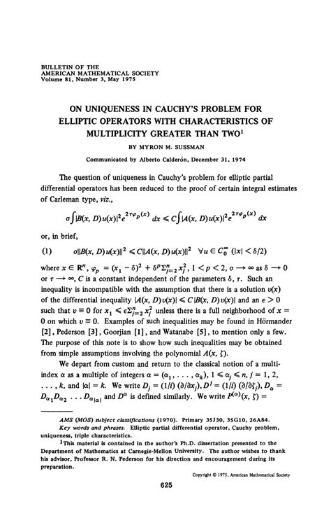 Pdf On Uniqueness In Cauchys Problem For Elliptic Operators With Characteristics Of