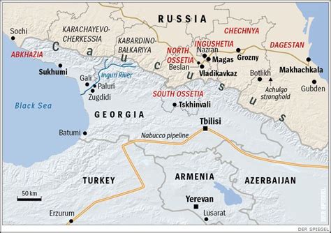 Map Of Abkhazia North And South Ossetia Ingushetia Chechnya And
