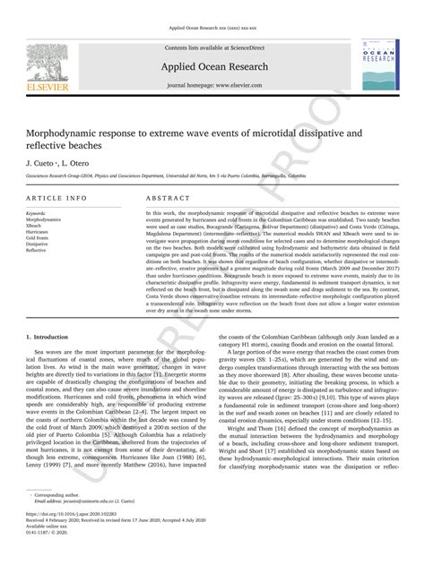 Pdf Morphodynamic Response To Extreme Wave Events Of Microtidal Dissipative And Reflective Beaches