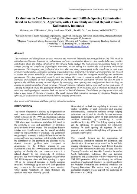 Evaluation On Coal Resource Estimation And Drillhole Spacing