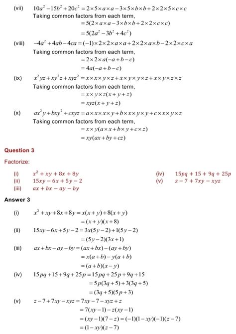 Ncert Solutions For Class 8 Mathematics Chapter 14 Factorization Exercise 14 1