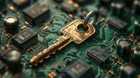 Premium Photo Cyber Security Concept Circuit Board And Key Shape