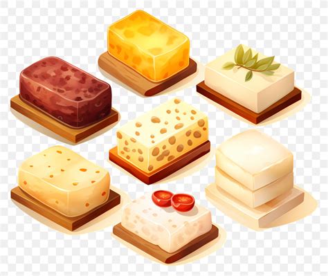 Cheese Slices Assorted Cheese Blocks For Culinary Presentation Png