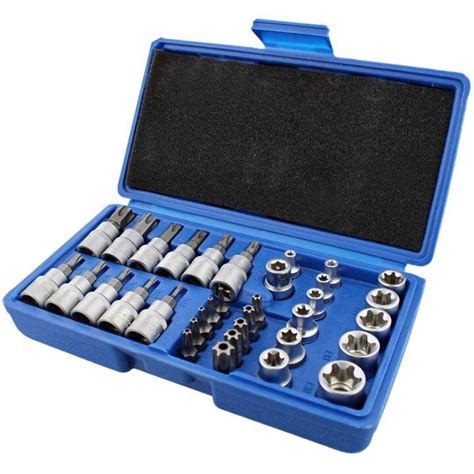 34pcs Torx Socket Set Triple Square Socket Set Torx Bit Socket Set Star