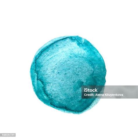 수채화 원 채우기 반점 바다 녹색 색상 결혼식 휴일 로고 및 장식 디자인에 사용하기 위한 파란색 손으로 그렸습니다 흰색 배경에 격리된 그림 카드 포장 패턴 파스텔에 대한