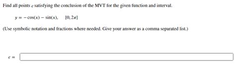 Solved Find All Points C Satisfying The Conclusion Of T