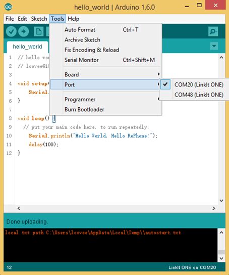 arduino ide for rephone kit