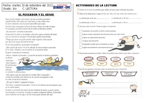 El Pescador Y El Genio Lectura De Martes 20 De Setiembre Pdf