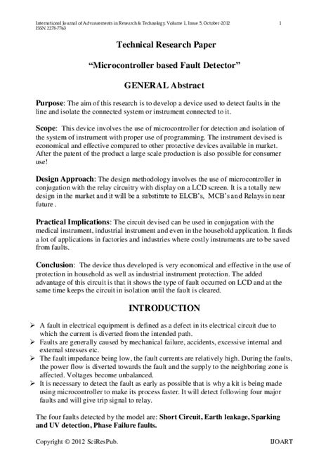 Pdf Microcontroller Based Fault Detector