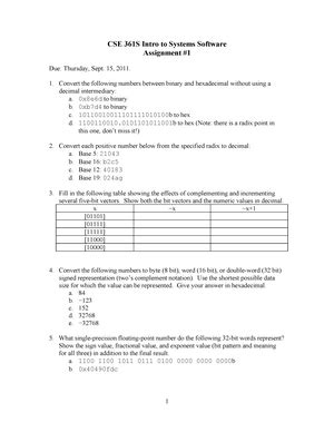 CSE361S 2011 2012 Assignment 3 CSE 361S Intro To Systems Software